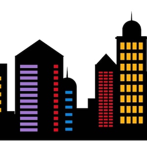 City Skyline Clipart, Superhero Buildings, and Building City Silhouette ...