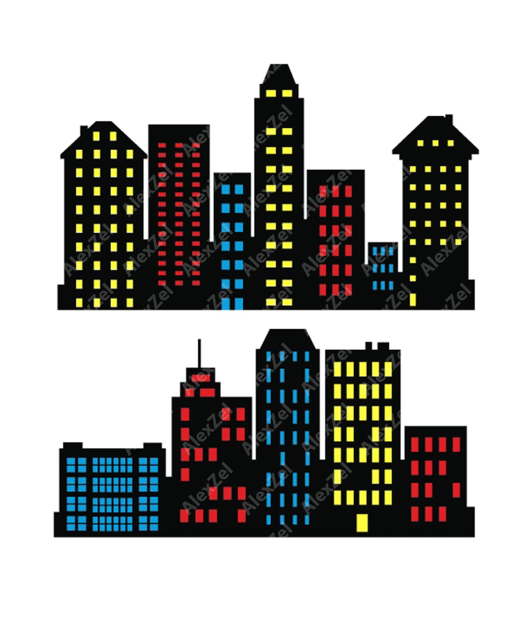 City Clipart Superhero Buildings Skyline 9*5,4 Feet Buildings SVG ...