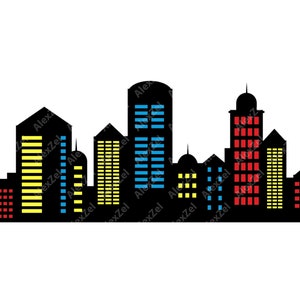 City Skyline Clipart, Superhero Buildings, and Building City Silhouette ...