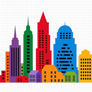 Superhero Cityscape Clipart: Skyline Buildings SVG PNG (digital ...