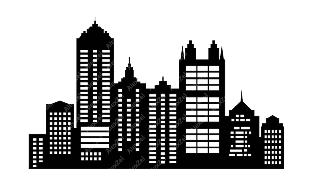 City Skyline Clipart, Superhero Buildings, and Building City Silhouette ...