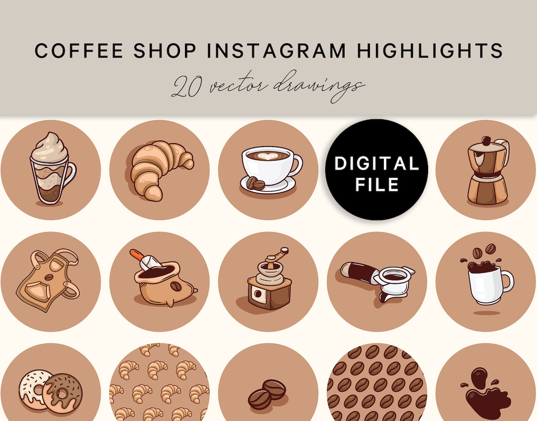 Coffee Instagram Highlight Icons, Coffee Illustration Instagram Icons ...