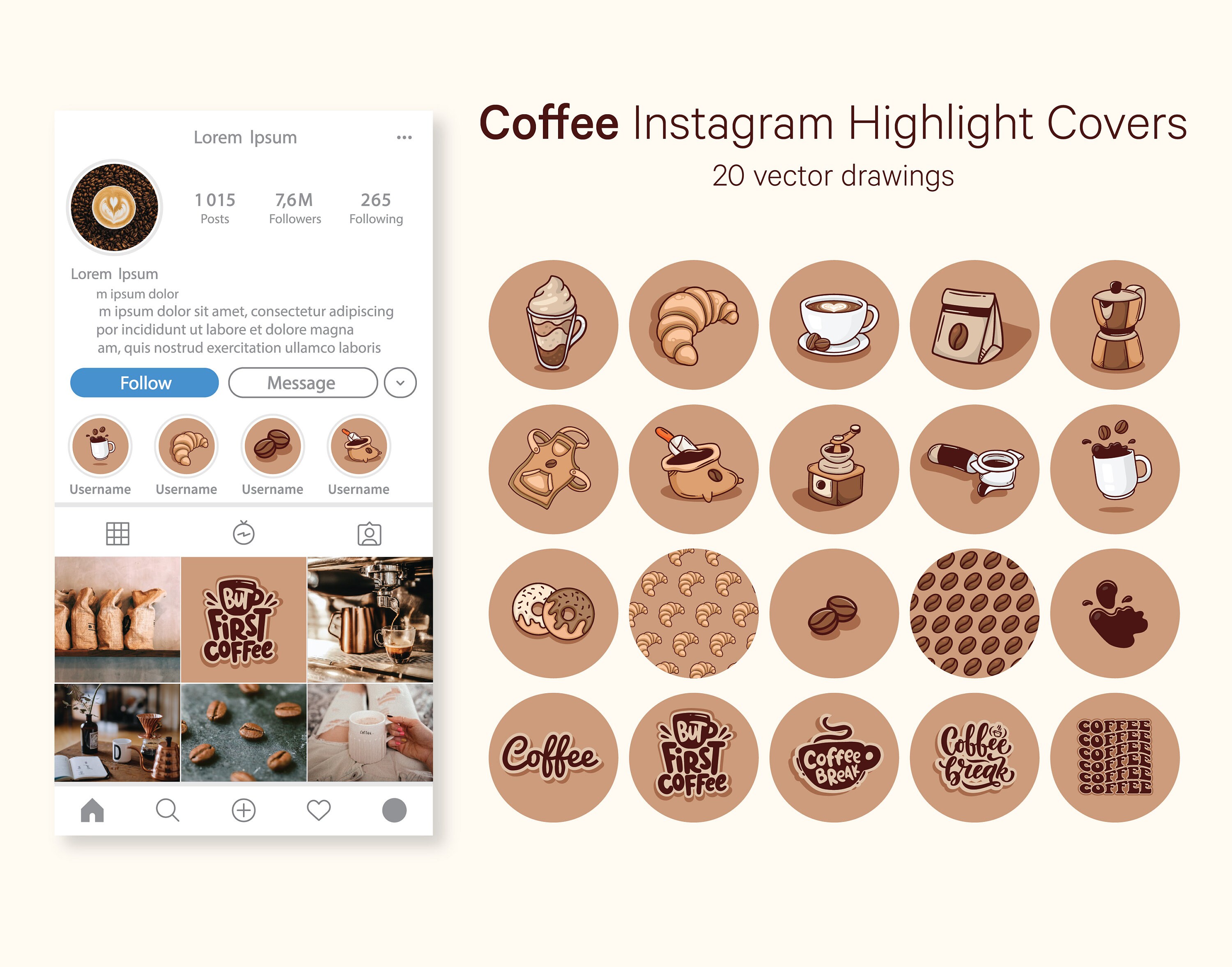 Coffee Instagram Highlight Icons, Coffee Illustration Instagram Icons ...