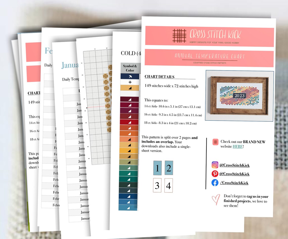 Temperature Cross Stitch, Geometric Cross Stitch, Stitchalong, Rainbow ...
