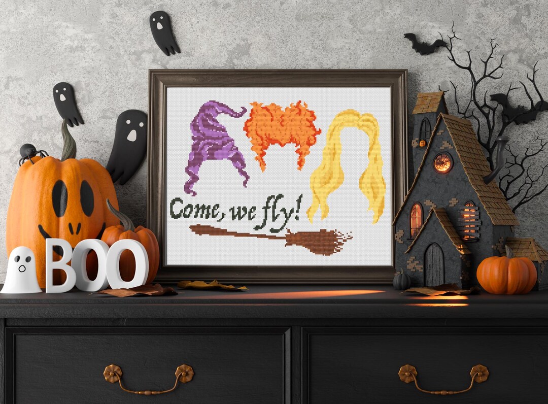 Hocus Pocus Cross Stitch, Witchy Cross Stitch, Autumn Embroidery ...