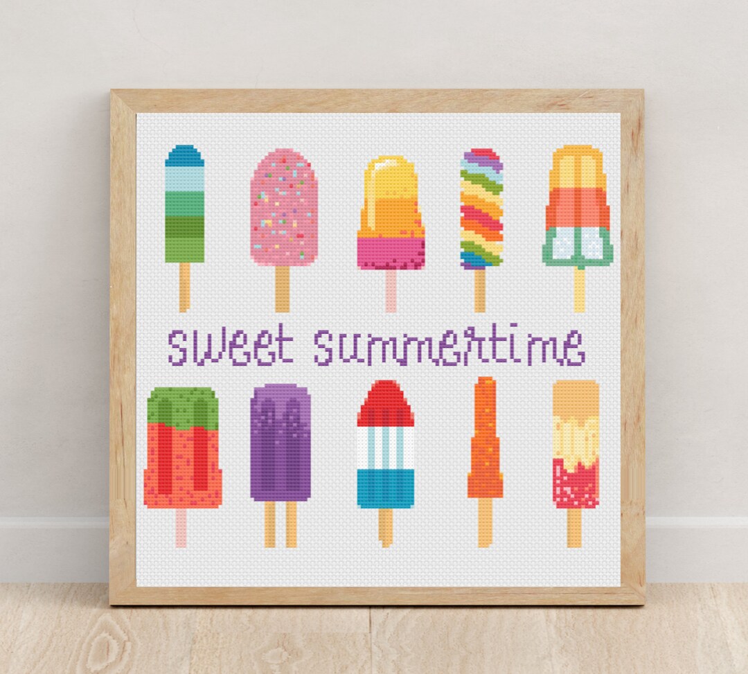 Ice Cream Pattern, Fun Summer Popsicle, Treat Yourself, Beach Cross ...