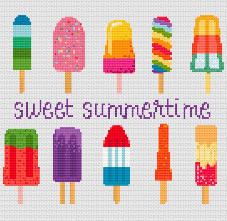 Ice Cream Pattern, Fun Summer Popsicle, Treat Yourself, Beach Cross ...