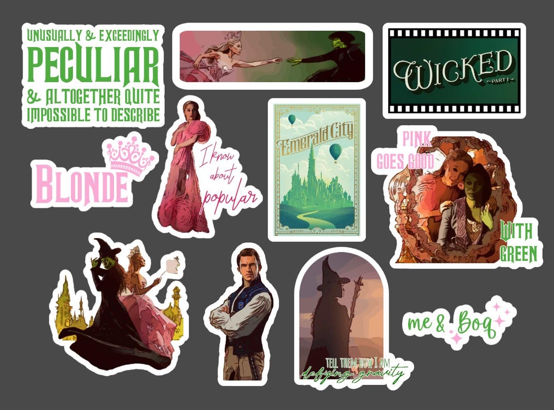 Wicked Sticker Pack Part One Movie Themed Waterproof Vinyl Stickers ...