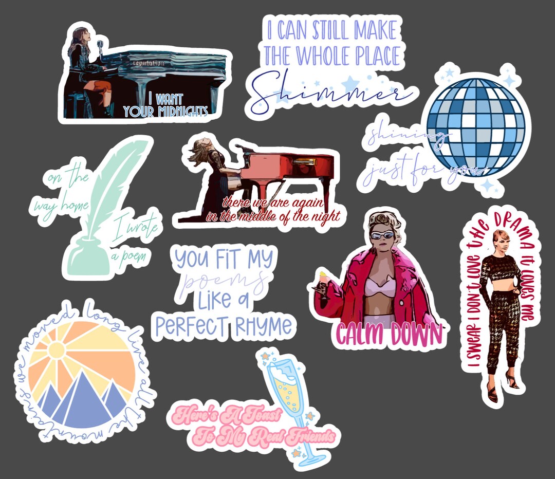 Taylor Sticker Pack | Parallel Lyrics Waterproof Vinyl Stickers - Etsy
