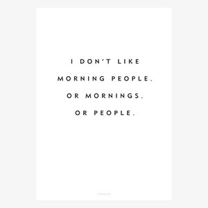 Morning People / Morning Typography Art Kunstdruck Poster - Etsy