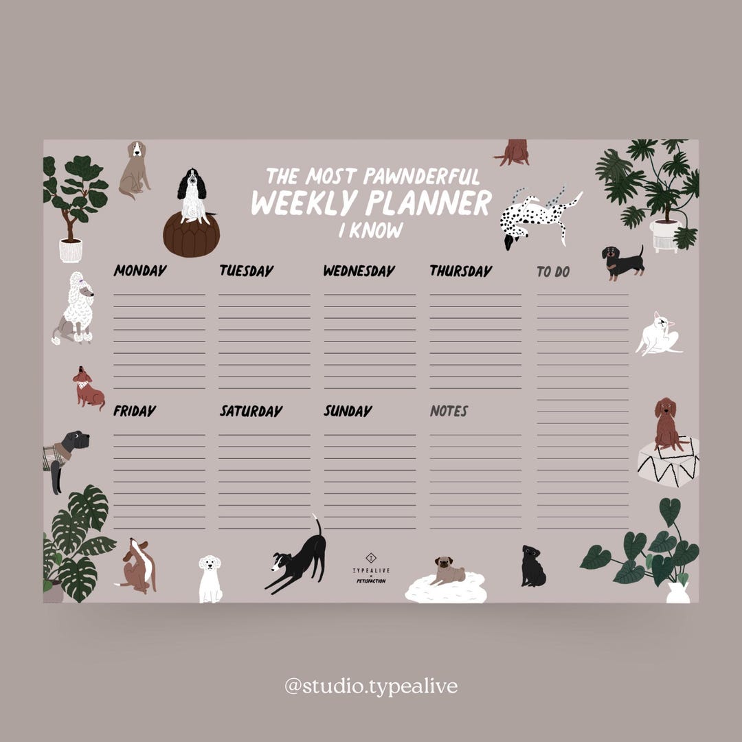 Weekly Planner / Petisfaction dogs / Beautiful Appointment Planner With ...