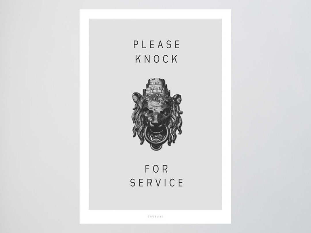 Poster Mural / Please Knock / Door Knocker, Lion, Living Room ...