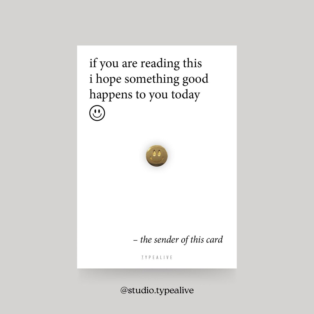 Badge / SOMETHING GOOD / Smiley Pin Made of Brass Including Card and ...