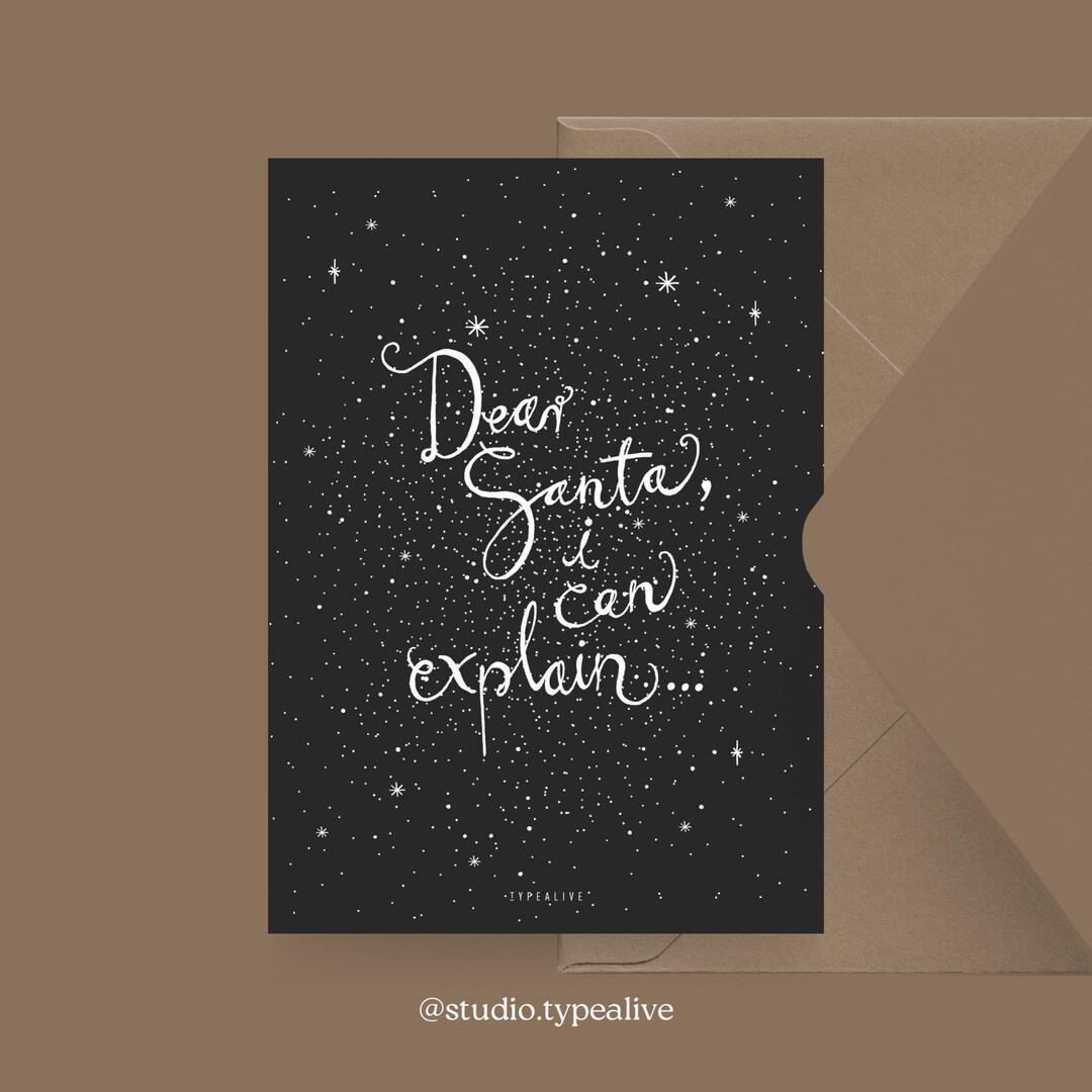Christmas Card / DEAR SANTA NO. 1 / Funny Christmas Postcard With Stars ...