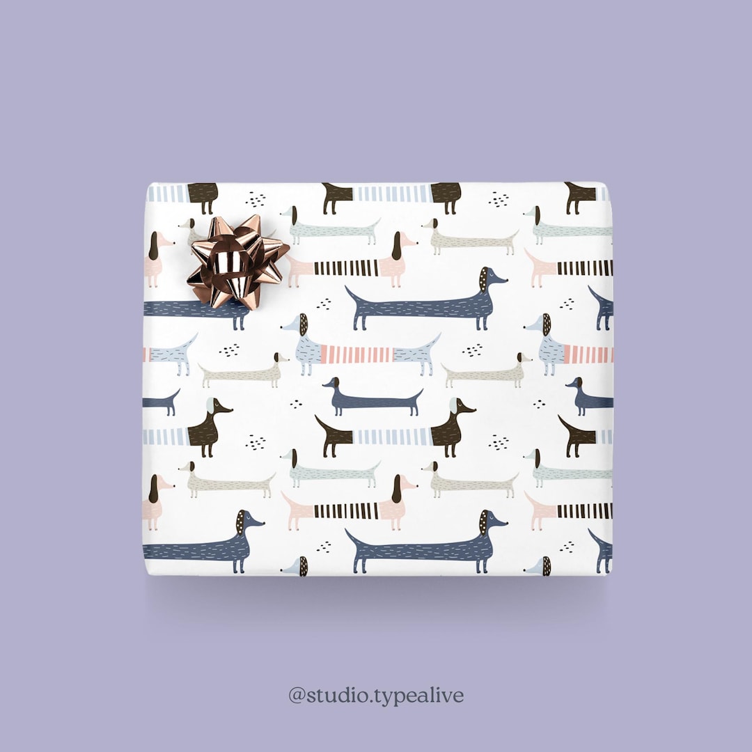Gift Wrap / WIENER WRAP / Colorful Gift Sheets With Dachshunds, Dogs ...