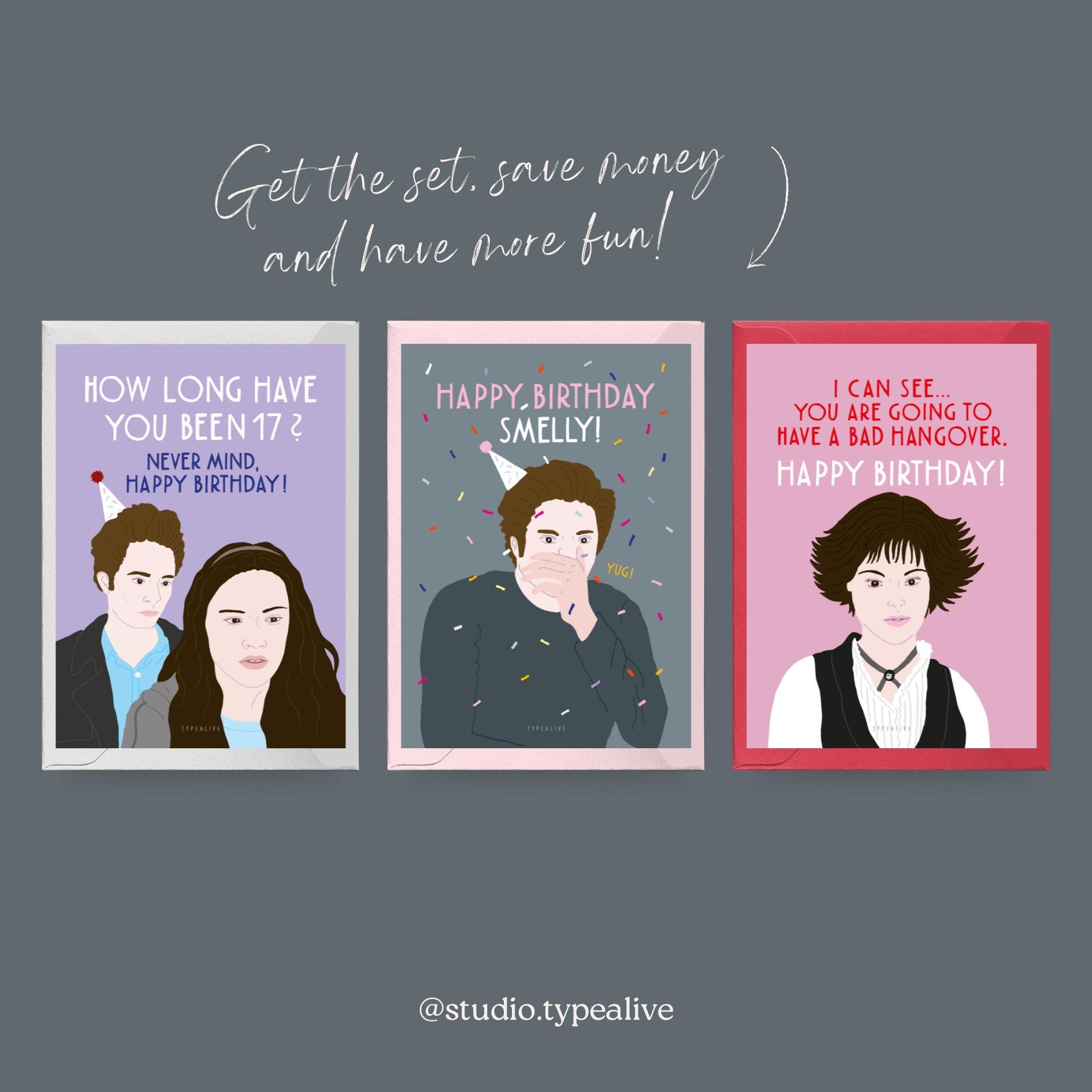 Birthday Card / SMELLY / Funny Vampire Birthday Card – Edward Smells ...
