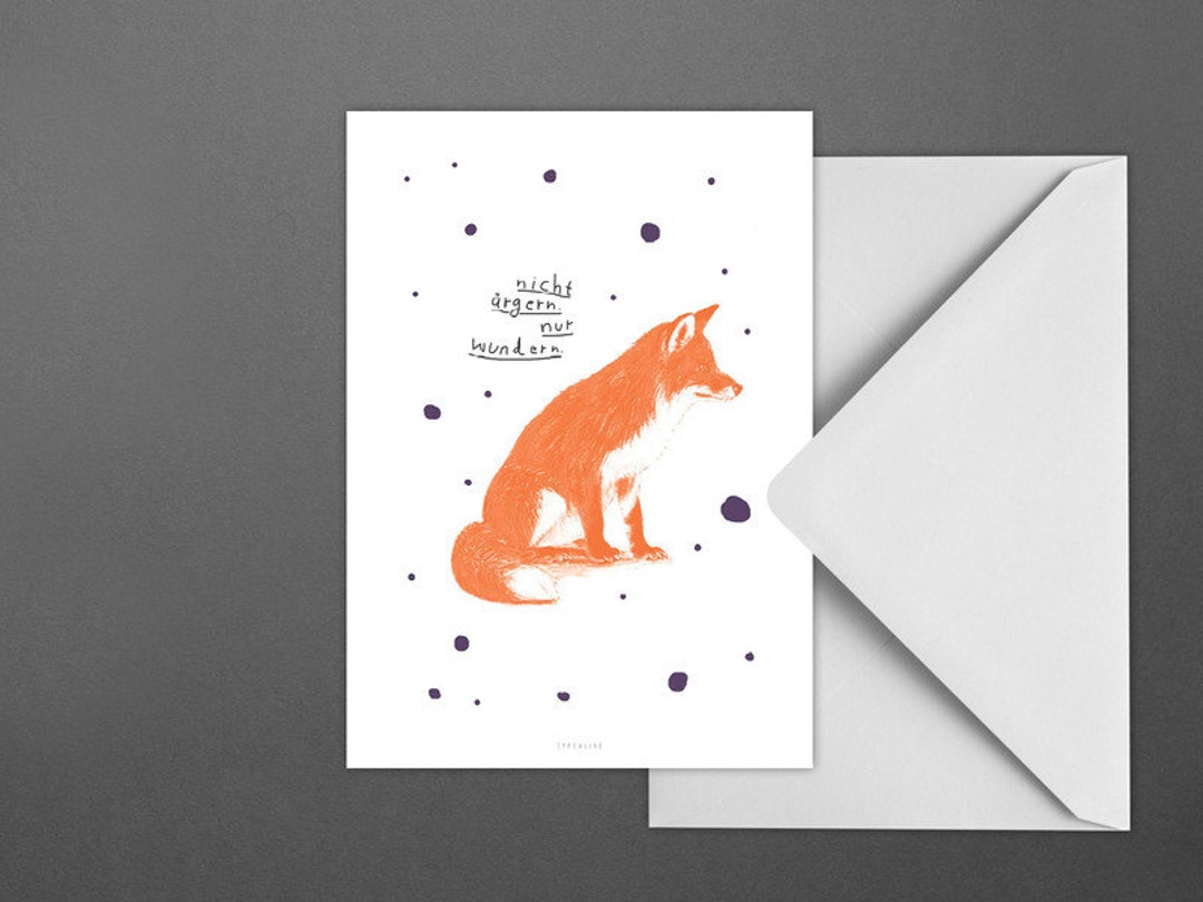 Postkarte Wundern / Fox, Wonder, Orange, Card, Postcard, Greeting Card ...