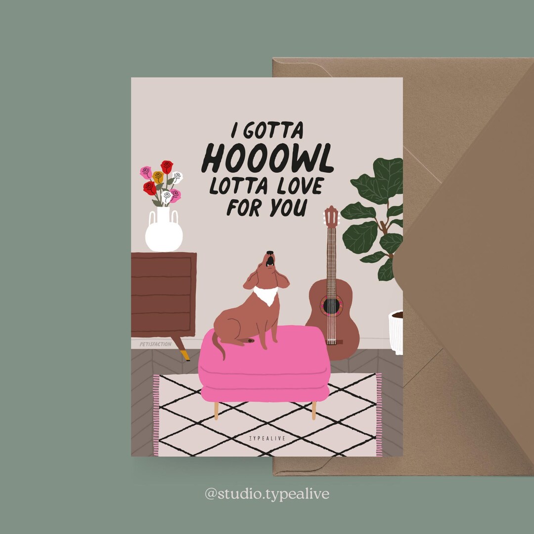 Valentine's Day Card / Petisfaction dogs HOOOWL LOTTA LOVE / Postcard ...