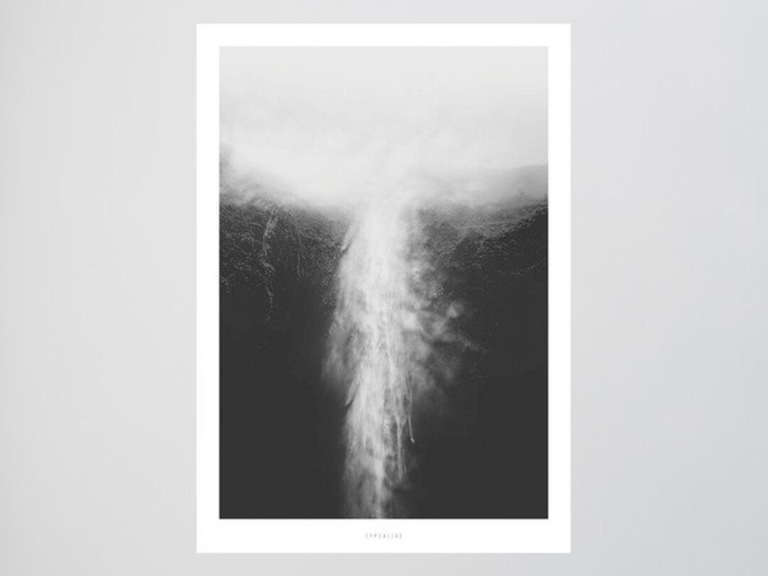 Landscape No. 45 / Mountain, Waterfall, Fog, Fine Art-print, Wall-art ...