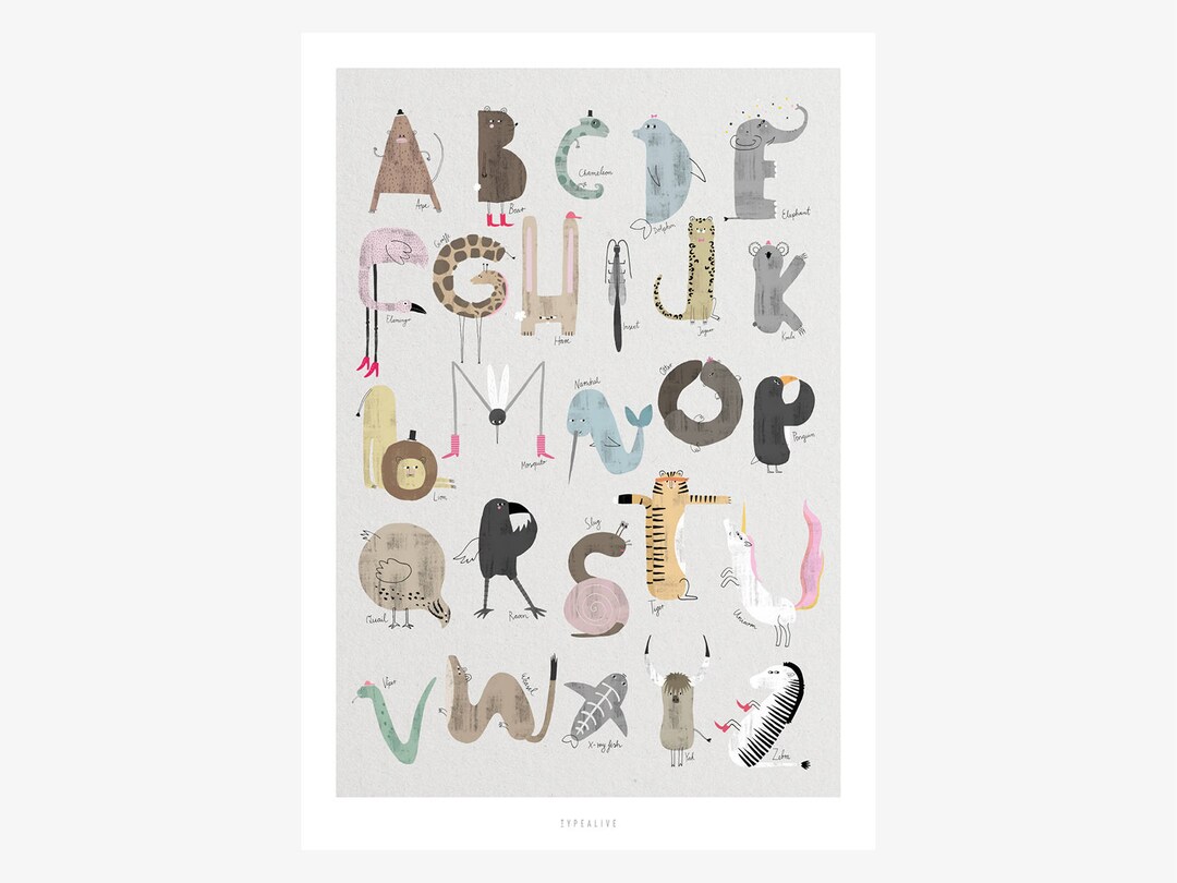 Poster Wall Picture / ABC Kids english / ABC Poster, Animal Alphabet ...
