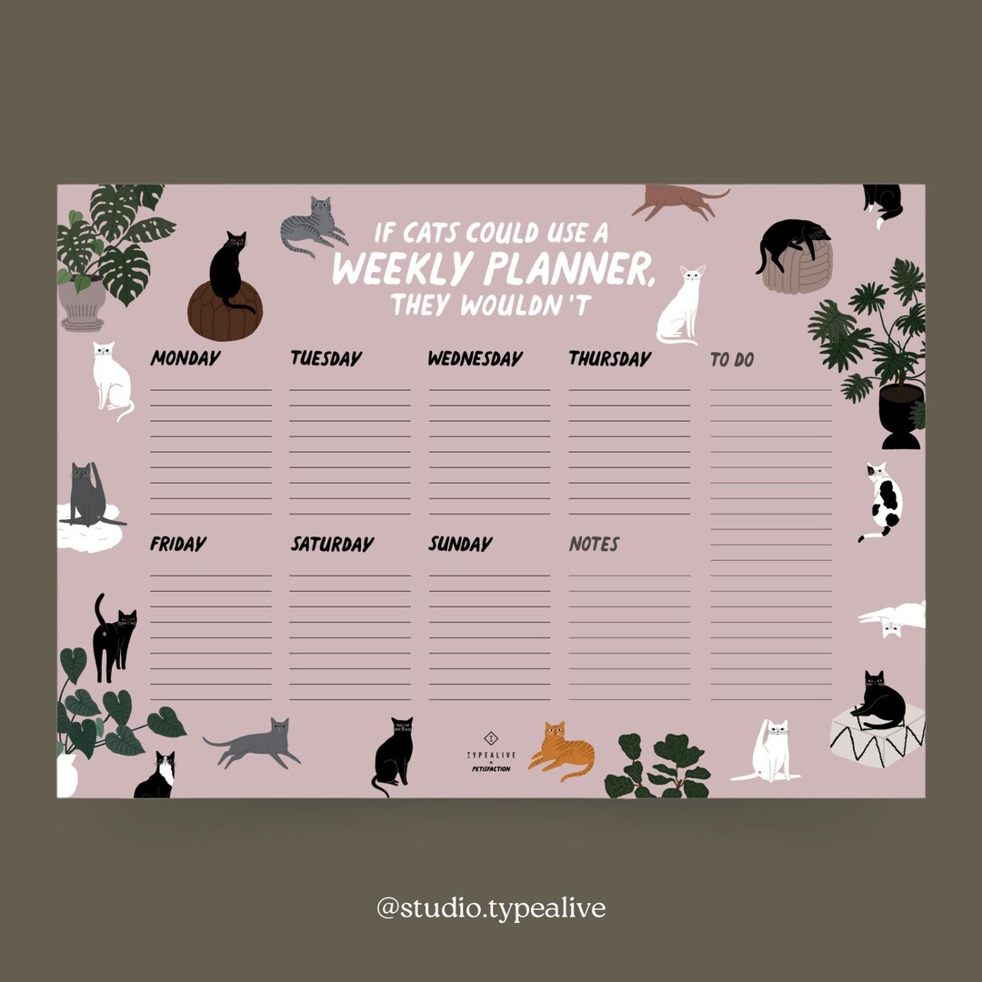 Weekly Planner / Petisfaction "cats" / Beautiful Appointment Planner ...