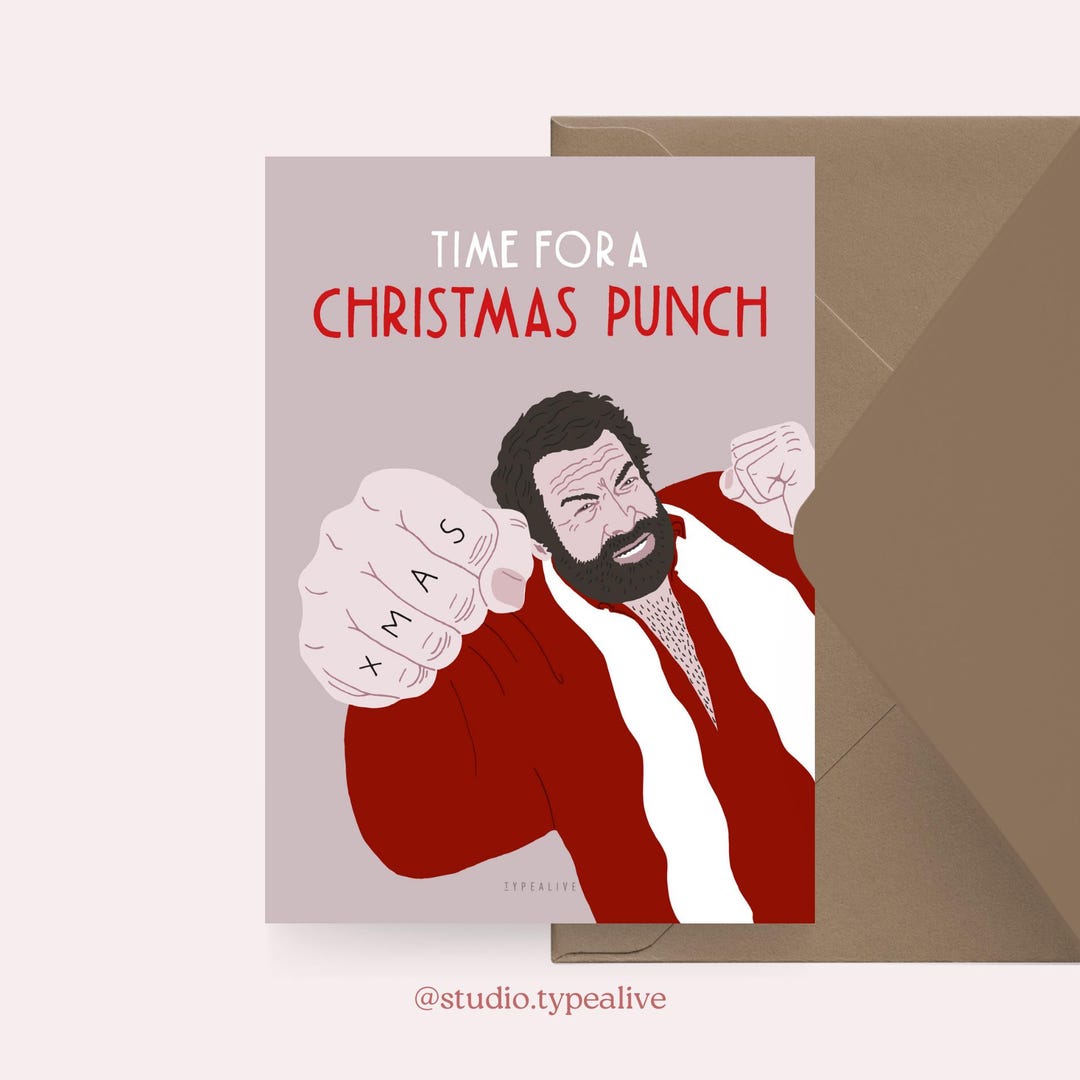 Christmas Card / CHRISTMAS PUNCH / Funny Postcard for Christmas With ...