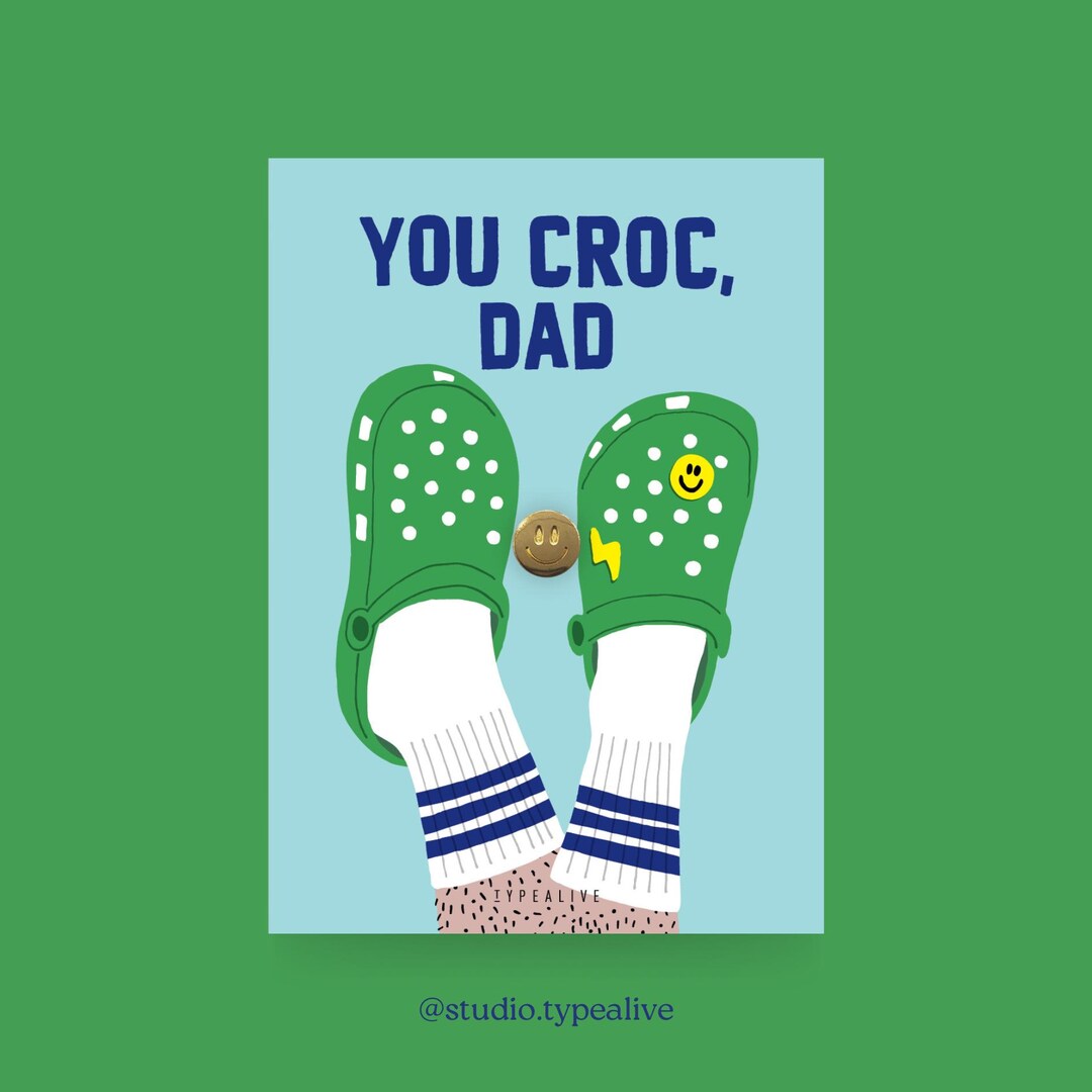 Badge / YOU CROC DAD / Smiley Pin Made of Brass Including Card and ...