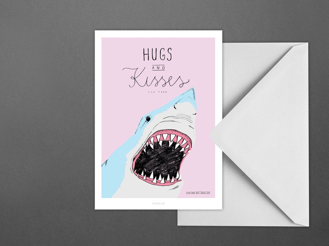 Postcard / Hugs and Kisses / Valentine's Day Card Funny Retro - Etsy