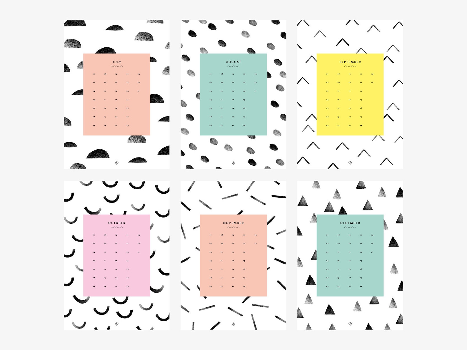 Wall Calendar / BLACK & WHITE / A4 Illustrated Pattern Plain | Etsy