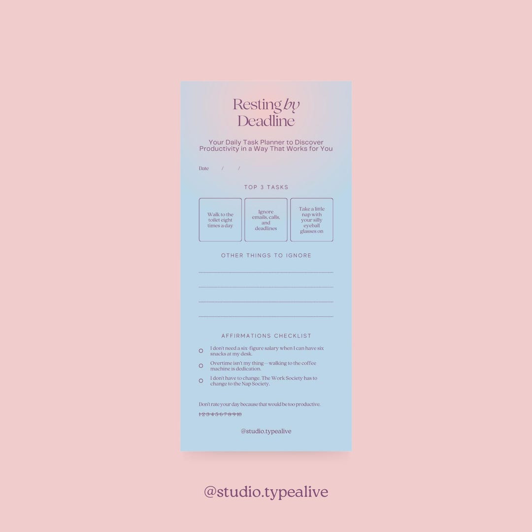 Notepad "narrow" / RESTING / Notepad for Daily Goals of Lazy People ...