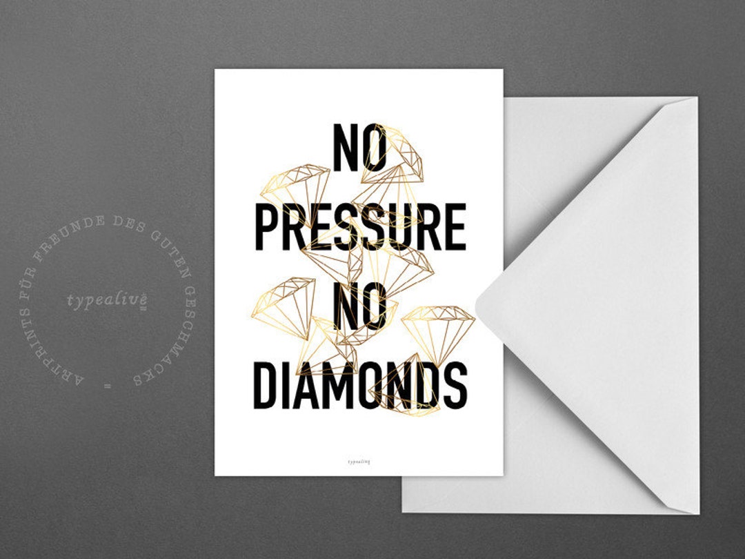 Postkarte No Pressure / Druck Diamanten Gold Karte - Etsy.de