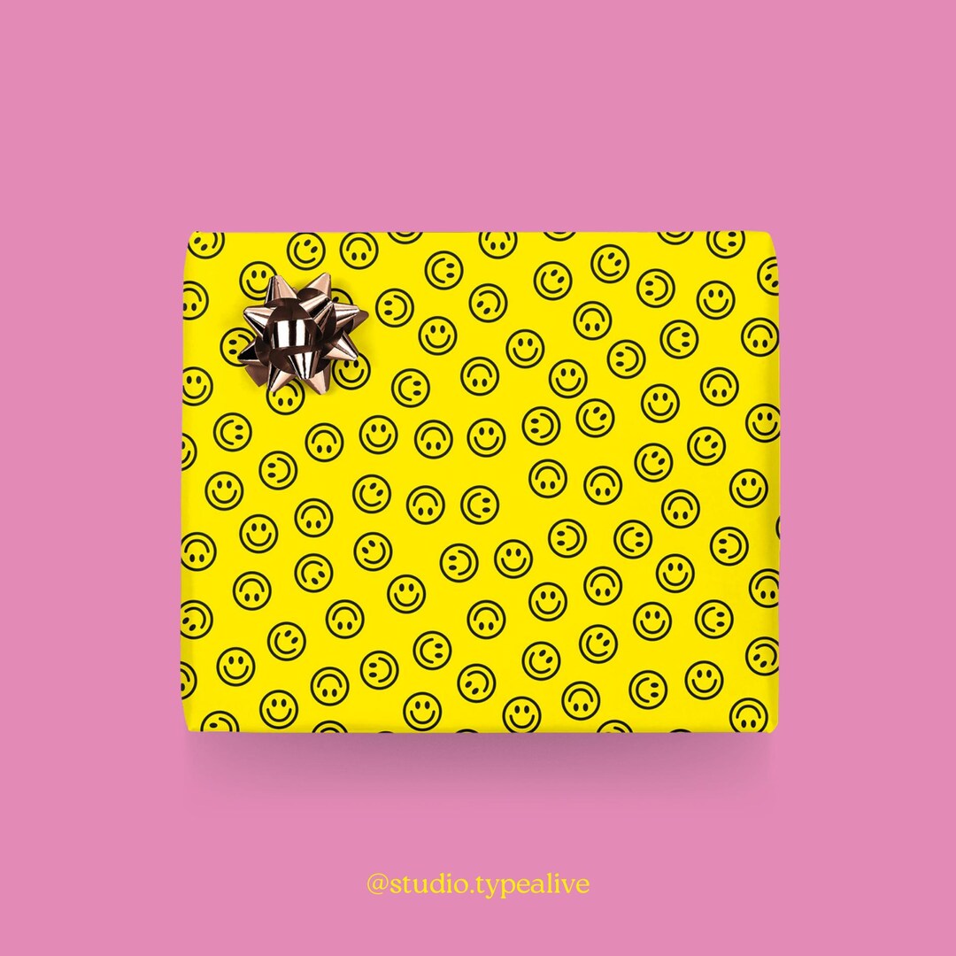 Gift Wrap / SMILEY NO. 1 / Yellow Gift Sheets With Smileys, for ...