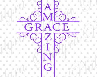 Amazing Grace Cross SVG, PNG & DXF - Etsy
