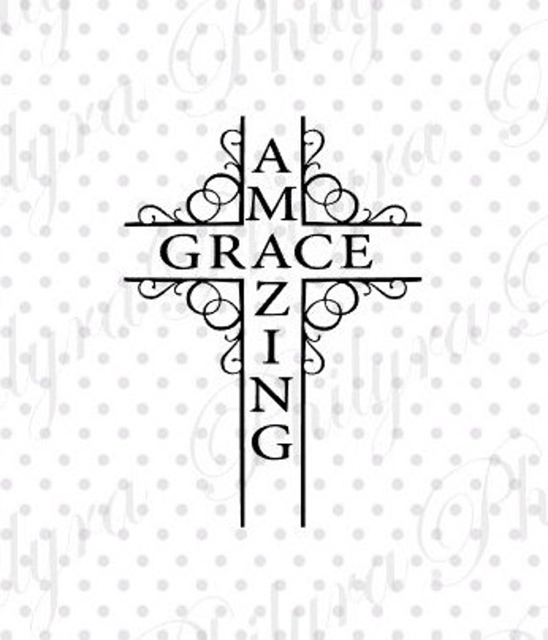 Amazing Grace Cross Swirly Cross Digital Cutting - Etsy