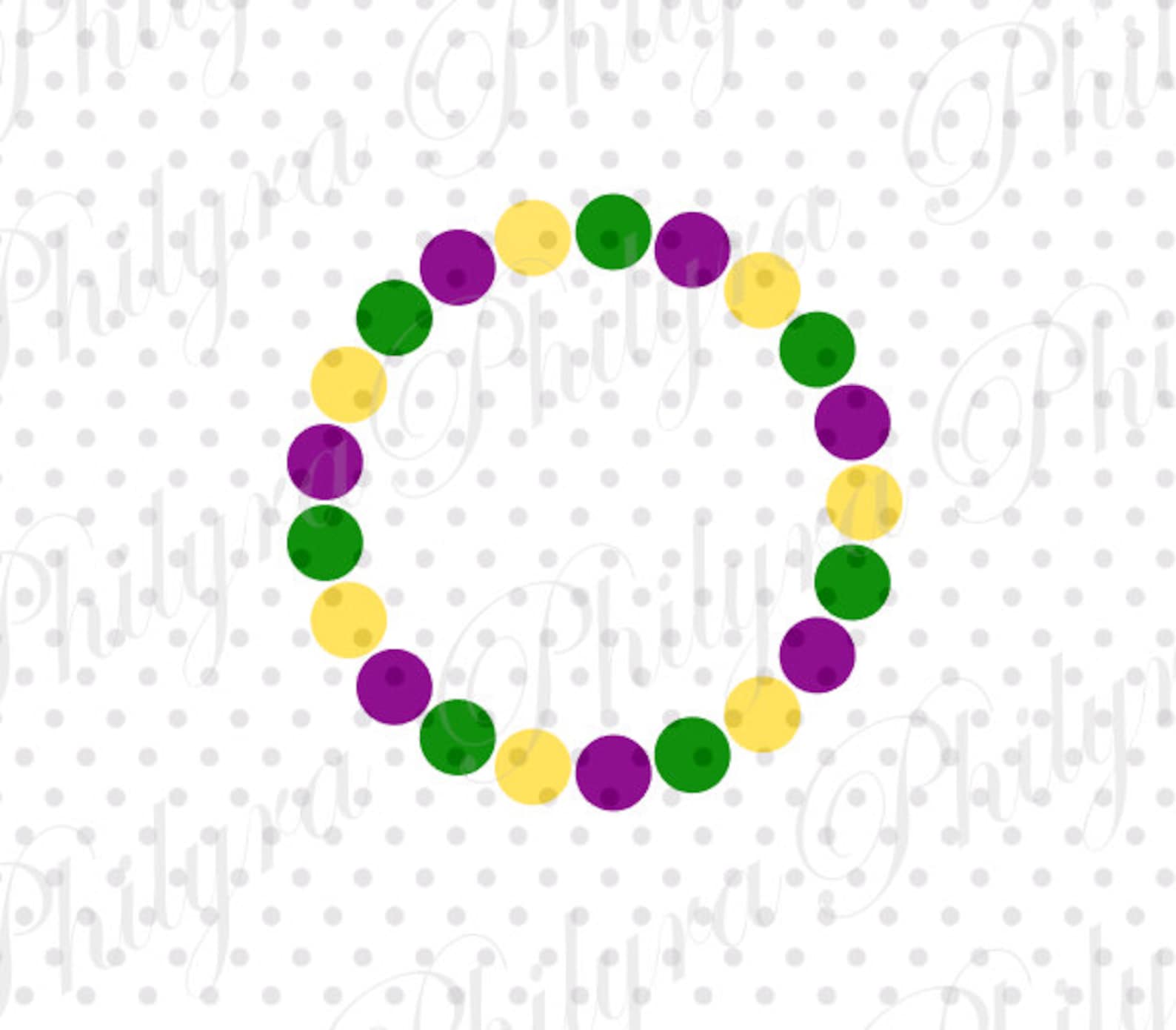 Mardi Gras Circle Frame Bead Frame Monogram Frame Digital | Etsy