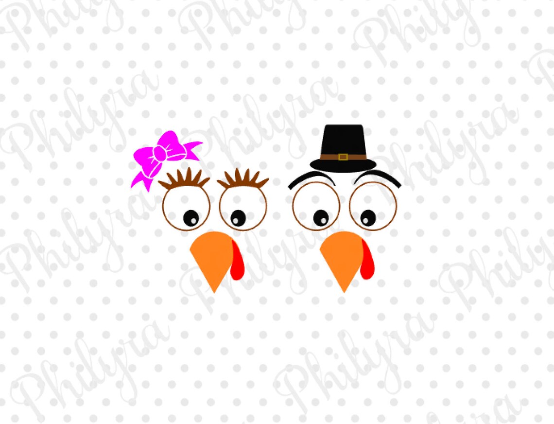 Girl and Boy Turkey Svgthanksgiving Svg Digital Cutting - Etsy