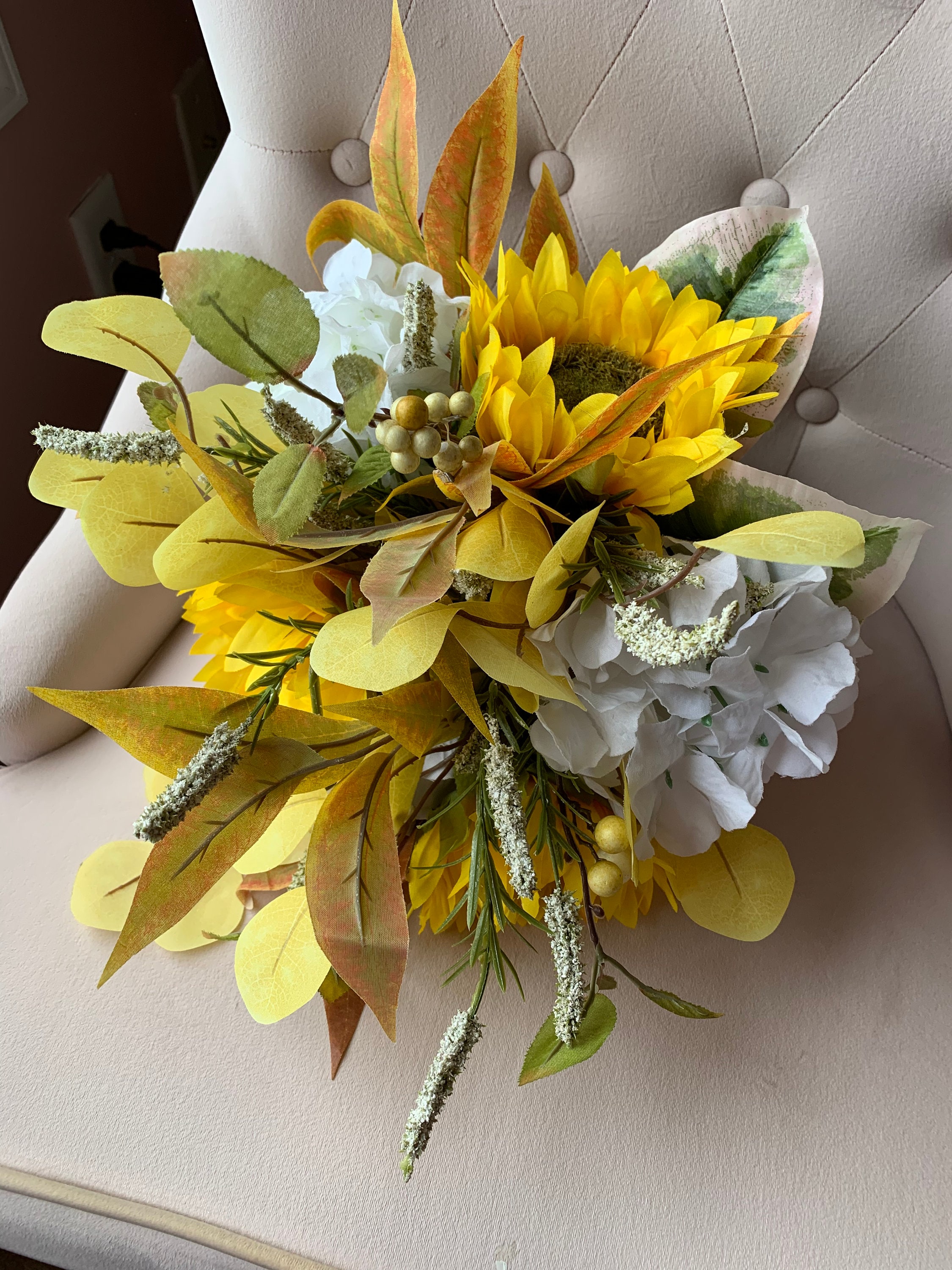 Sunflower and Hydrangea Bouquet - Etsy
