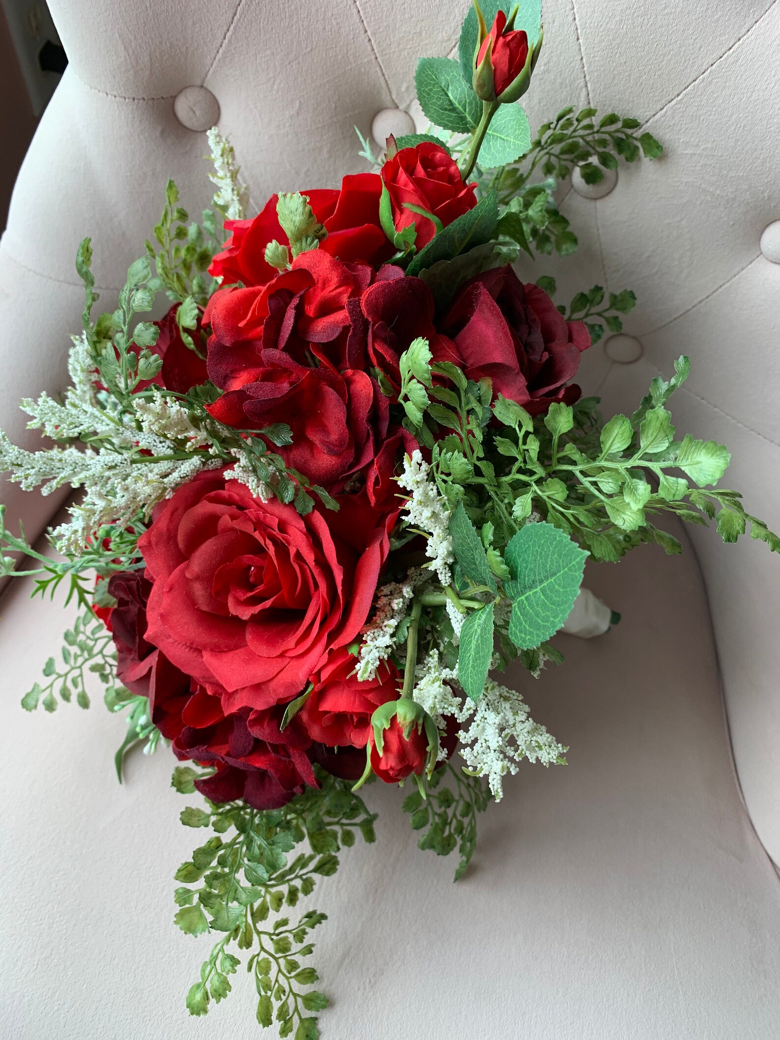 Rustic Red Roses and Red Hydrangea Fall Wedding Bouquet - Etsy