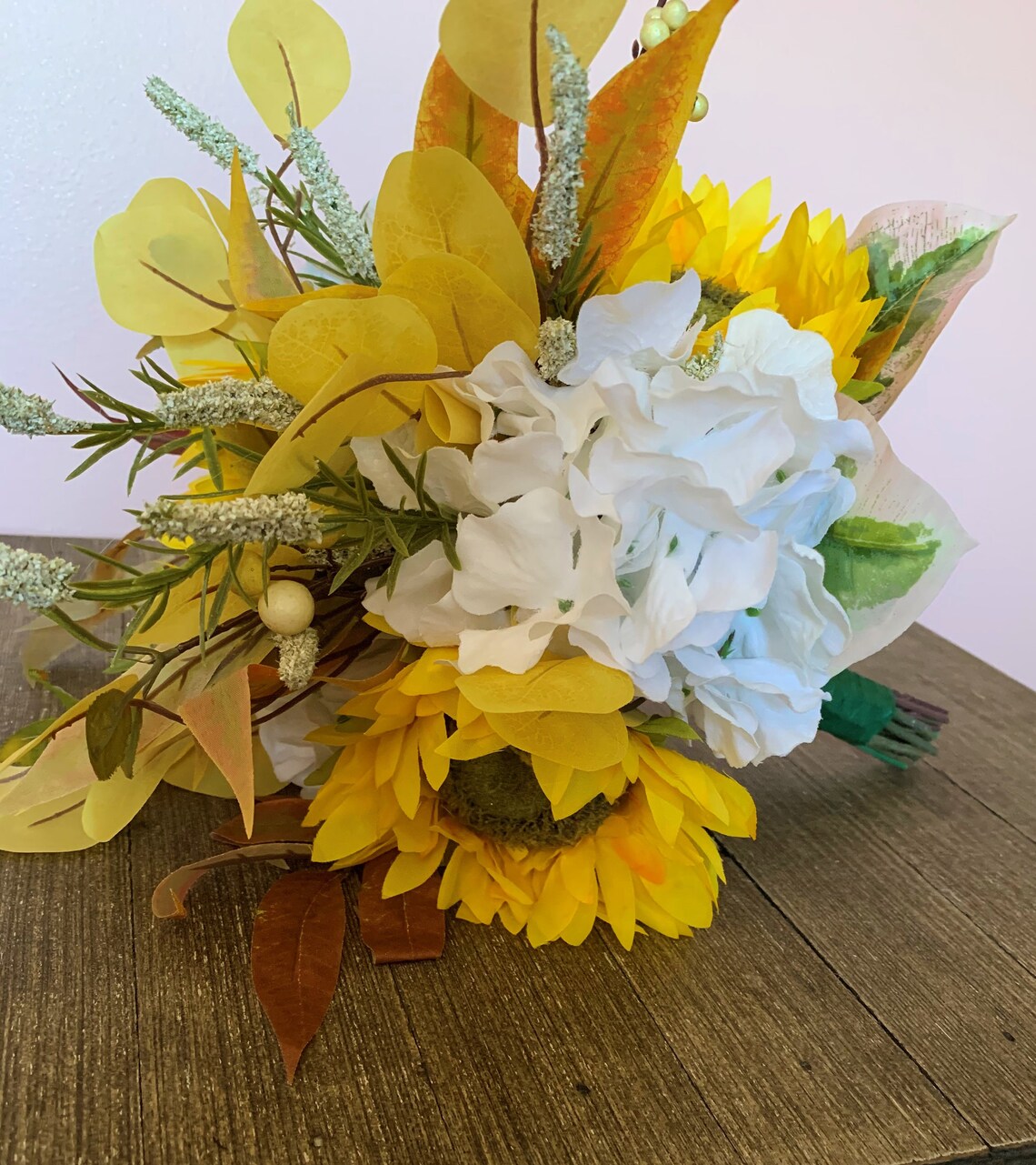 Sunflower and Hydrangea Bouquet - Etsy