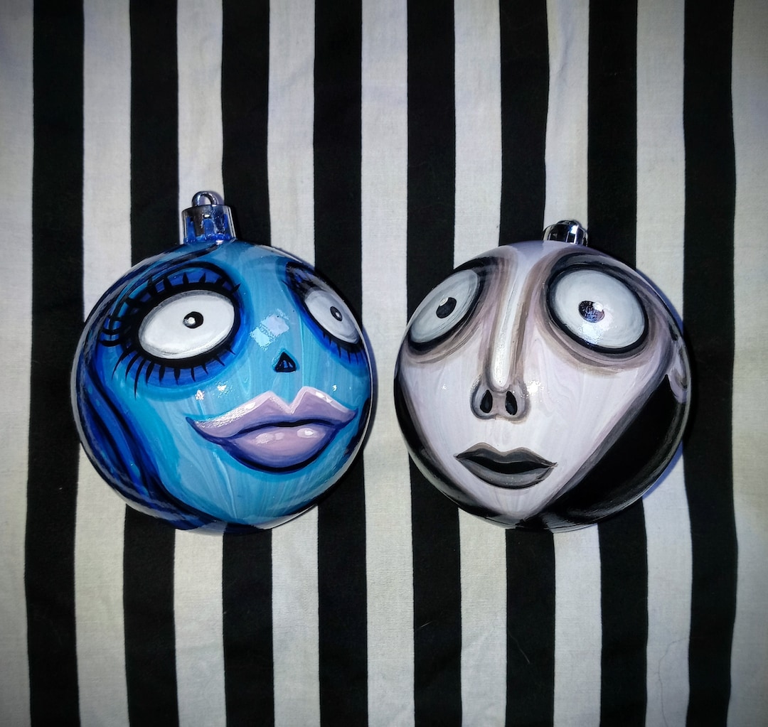Emily and Victor Corpse Bride Hand-painted Ornaments - Ready to Ship ...