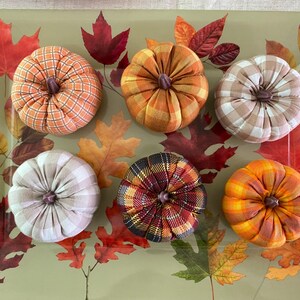 Handmade Fabric Pumpkins Plaid Flannel Mini Jack Pumpkin Fall Autumn ...
