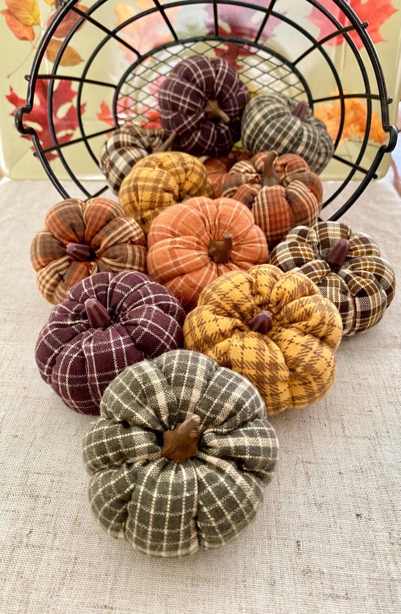 Handmade Plaid Flannel Fabric Pumpkins: Fall Harvest Decor - Etsy