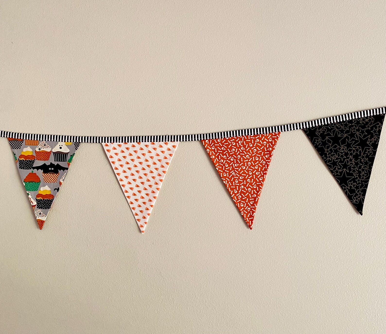 Handmade Halloween Fabric Bunting: Ghost, Pumpkin, Cat Pennant Garland ...