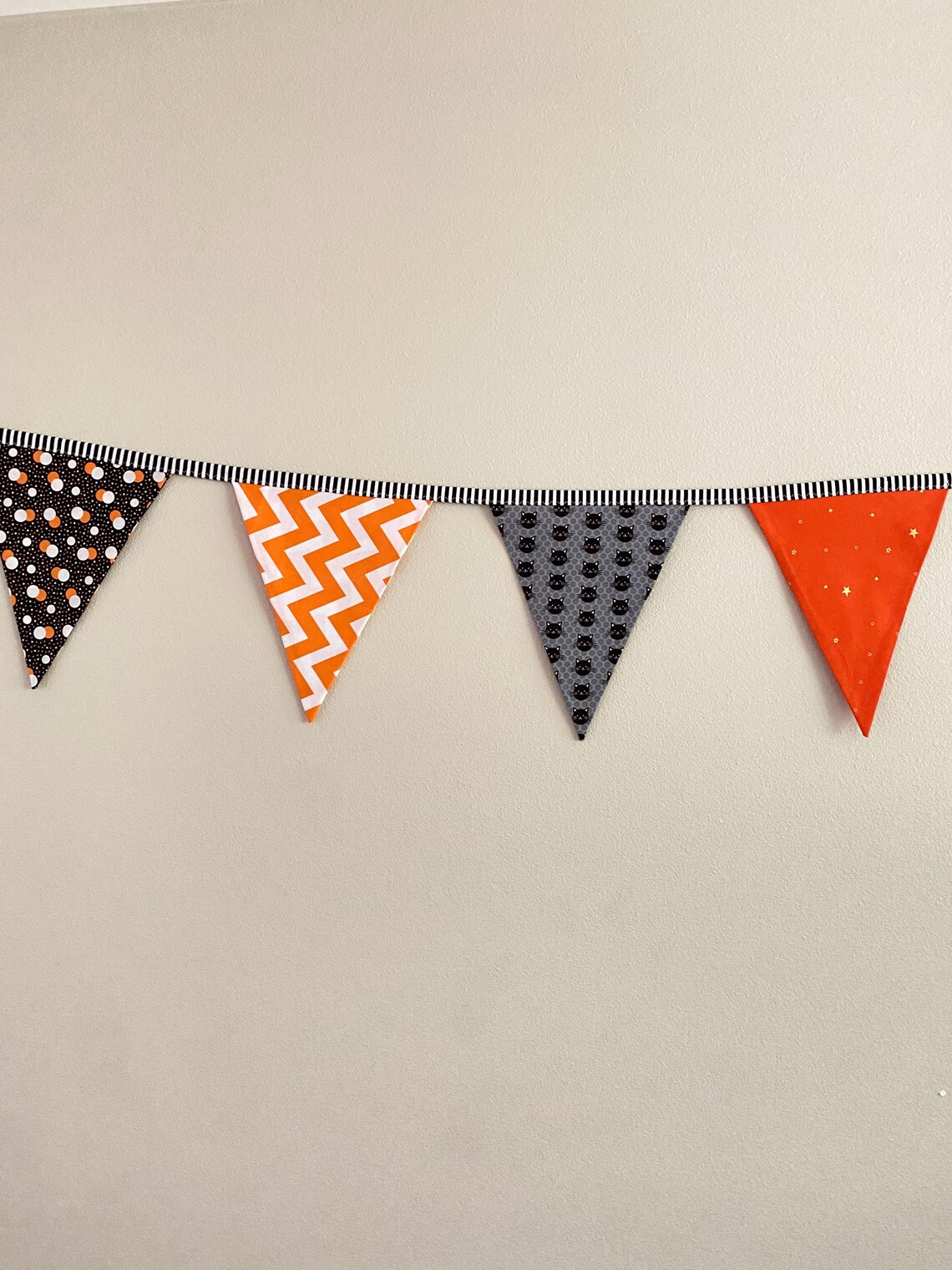 Handmade Halloween Fabric Bunting: Ghost, Pumpkin, Cat Pennant Garland ...