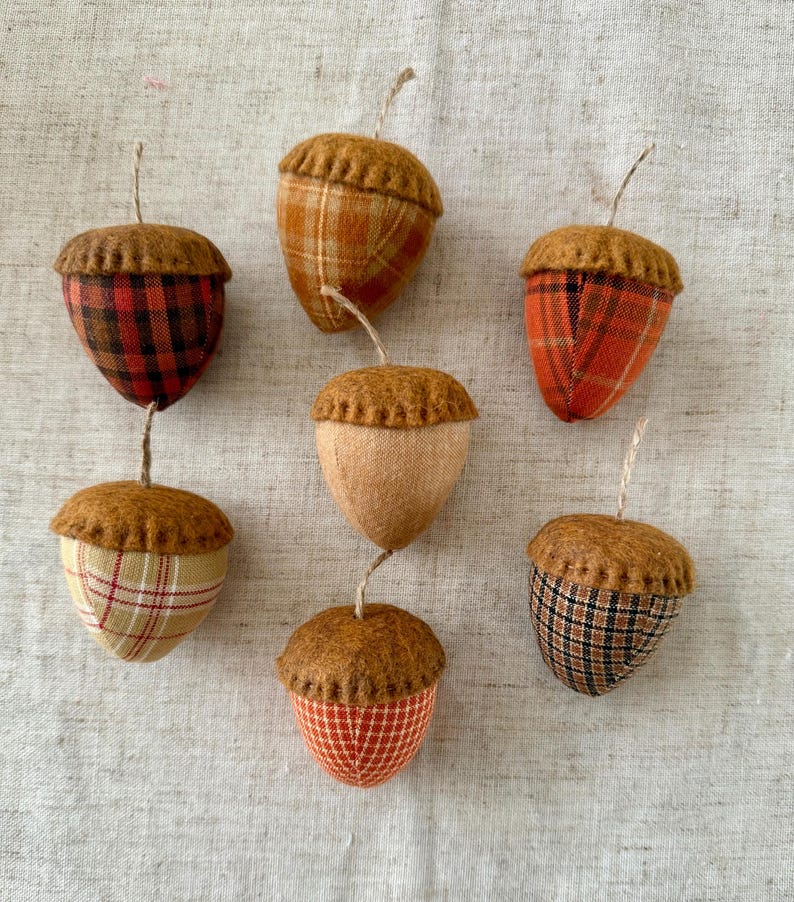 Handmade Stuffed Autumn and Fall Fabric Acorns - Etsy