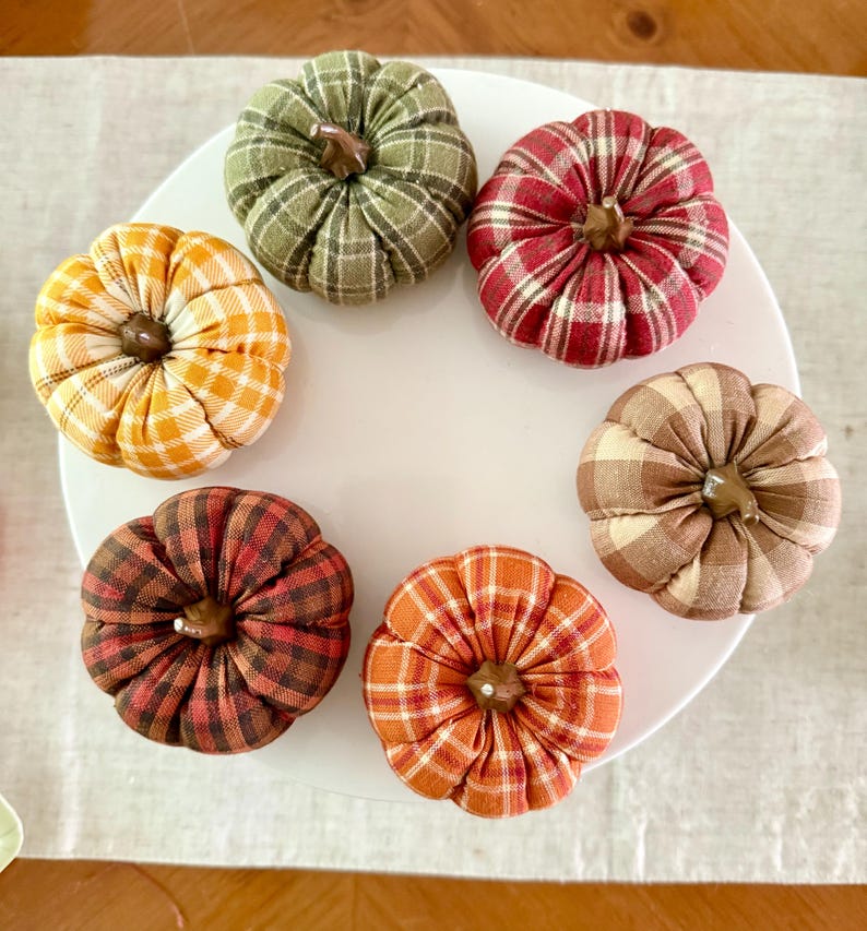 Handmade Mini Plaid Fabric Pumpkins, Fall Tiered Tray Decor - Etsy
