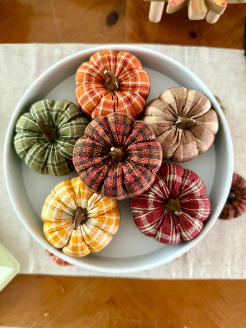 Handmade Mini Plaid Fabric Pumpkins, Fall Tiered Tray Decor - Etsy