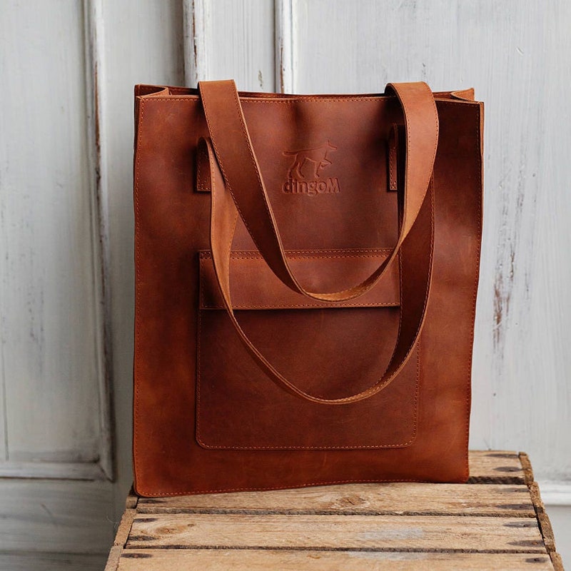 Brown Leather Tote - Etsy