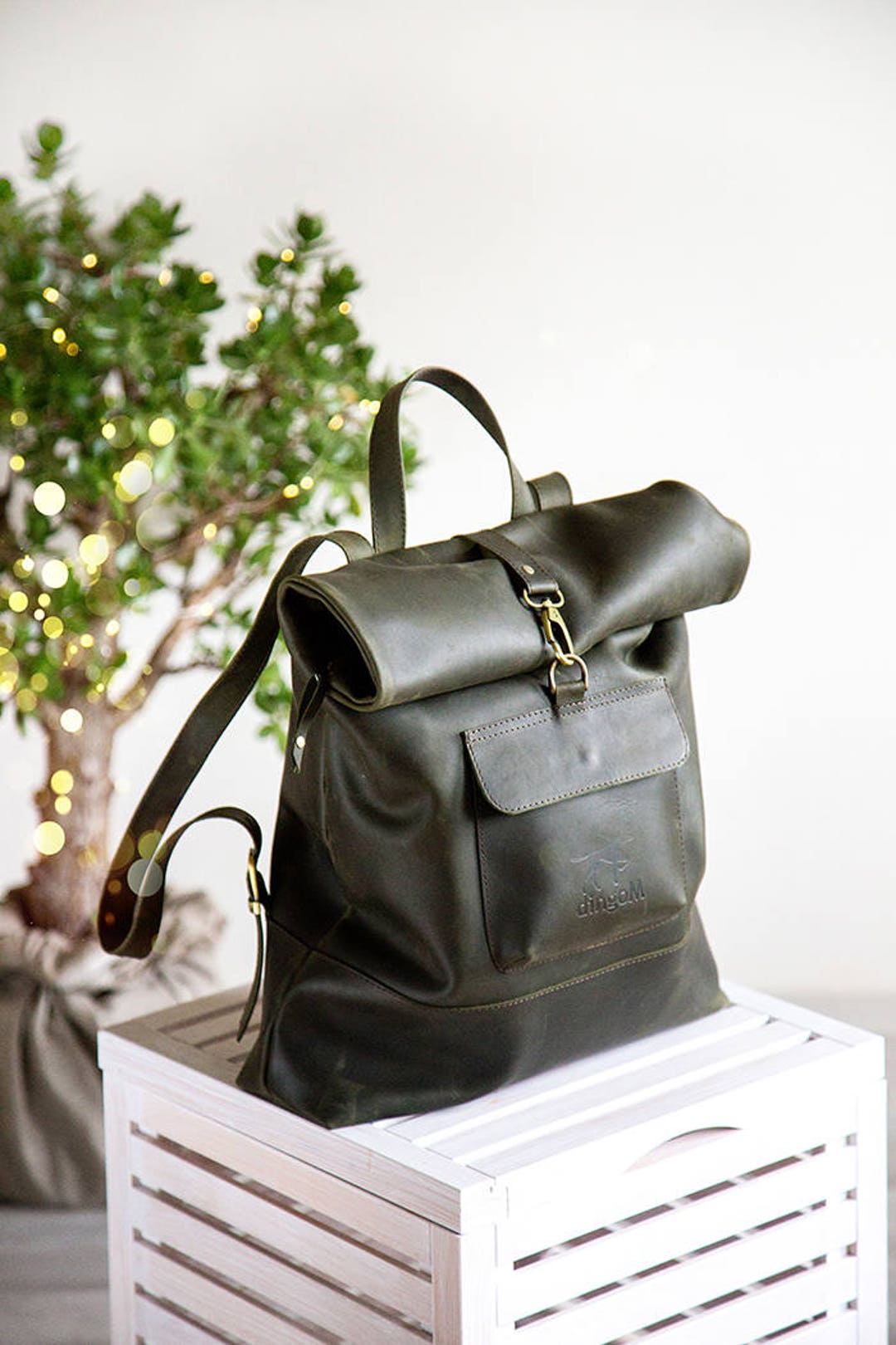 Leather Backpack Leather Rucksack Green Leather Rucksack - Etsy