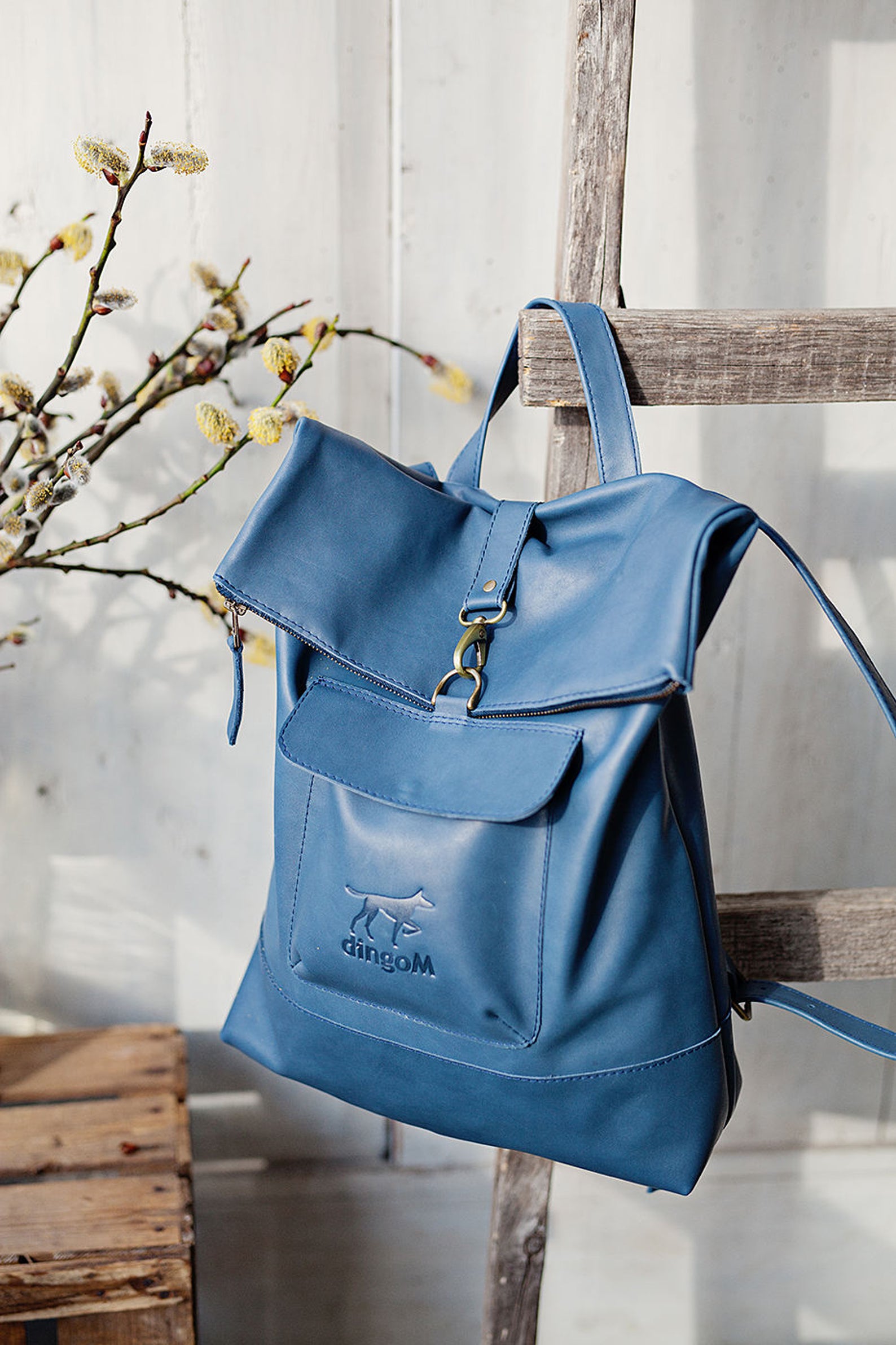 Leather Backpack Leather Rucksack Blue Leather Rucksack - Etsy